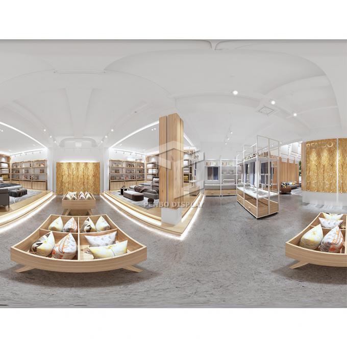 Custom Metal Bedding Store Display Racks Wooden Home Textile Store ...